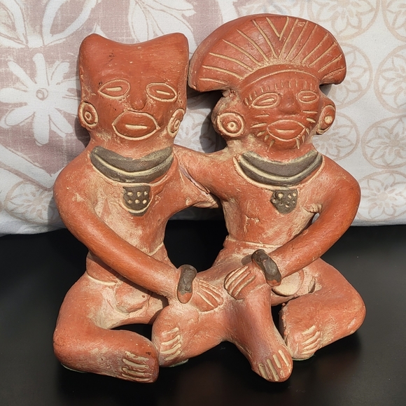 Art | Precolumbian Style Mexican Folk Art Aztec Mayan Couple Connected ...